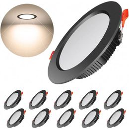 Set mit 10 extraflachen schwarzen LED-Einbaustrahlern, 500 lm, 7 w, runde LED-Deckeneinbauleuchte = 50 w Glühlampe, natürliches Weiß 4000 k, ac