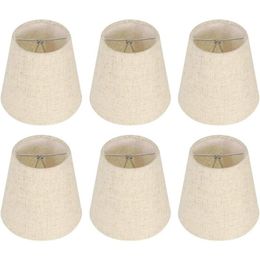 Ugreat - Aktion, Set mit 6 kleinen Lampenschirmen, Sackleinen-Fass-Lampenschirm, Clip-on-Glühbirne für Tisch- und Stehlampe, beige nordischer