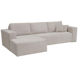 Vente-unique - Eckschlafsofa mit Matratze - Ecke links - Cord - Beige - Liegefläche 140 cm - Matratze 14 cm - amelia ii