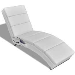 vidaXL - Massage-Chaiselongue Weiß Kunstleder