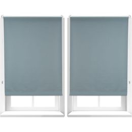 Relaxdays - 2x Verdunkelungsrollo im Set, Hitzeschutz, Thermo Rollo, Klemmfix, blickdicht, Seitenzugrollo 80x160, Stoff 76 cm, grau