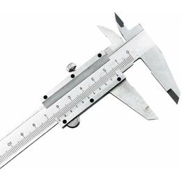 Analoger Messschieber, Nonius 150 mm aus Edelstahl mit hoher Messgenauigkeit (DIN862) - 0,02 mm Ablesung mit Tiefenmessung, Innenmessung, Außenmessung