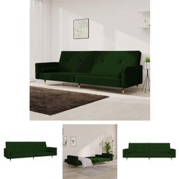 The Living Store - Schlafsofa 2-Sitzer mit 2 Kissen Dunkelgrün Samt - Sofas - Grün