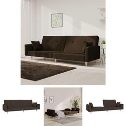 The Living Store - Schlafsofa 2-Sitzer mit 2 Kissen Dunkelbraun Stoff - Sofas - Braun