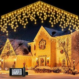 Led Regen Lichterkette warmweiß kaltweiß Innen Außen Eisregen Weihnachtsbeleuchtung Weihnachten Weihnachtsdeko 300 led 10 m warm-weiß