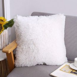 4er Set kissenbezüge Künstlich Pelz Fellkissen Dekorative Deko Kissen Kuschelkissen Flauschig Sofakissen Weich Plüschkissen für Sofa 40x40 cm - Weiß