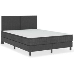 vidaXL - Boxspring-Bettgestell Grau Stoff 140x200 cm