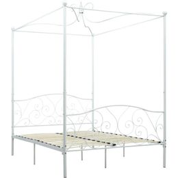 vidaXL - Himmelbett-Gestell Weiß Metall 140 x 200 cm