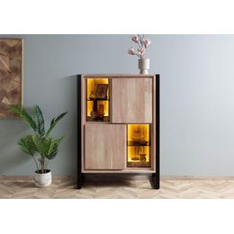 Highboard Akazie / Altholz 100x40x140 natur lackiert DENVER #101