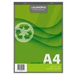 AURORA Notizblock DIN A4 Kariert Gebunden Papier Grau Nicht perforiert Recycled 200 Seiten