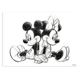 Leinwandbild Disney "Mickey Minnie Sketch Sitting", bunt (mehrfarbig), B:70cm H:50cm T:2,5cm Ø:86,02cm, Leinwand, Bilder