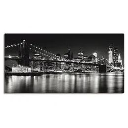 Wandbild Artland "Nächtliche Skyline Manhattan I", schwarz, B:150cm H:75cm, Bilder, als Alubild, Outdoorbild, Leinwandbild, Poster, Wandaufkleber