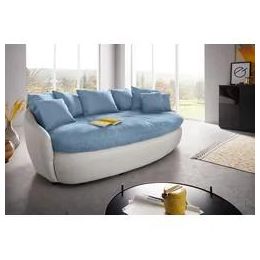 Big-Sofa Inosign "Aruba" Sofas Gr. B/H/T: 238cm x 79cm x 140cm, Microfaser-Feinstruktur, blau (azure, weiß) grosszügiges, gemütliches Megasofa XXL