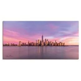 Wandbild Artland "Manhattan Skyline", pink, B:150cm H:75cm, Bilder, als Alubild, Outdoorbild, Leinwandbild in verschied. Größen