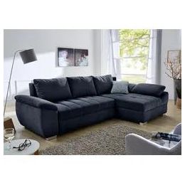 Jockenhöfer Ecksofa JOCKENHÖFER GRUPPE "Alster L-Form" Sofas Gr. B/H/T: 268cm x 76cm x 161cm, Luxus-Microfaser, Ottomane beidseitig montierbar, mit Bettfunktion-mit Bettkasten, blau (dunkel blau) mit Bettfunktion und Bettkasten, Ottomane links oder rechts montierbar