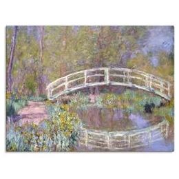 Leinwandbild Artland "Brücke in Monets Garten", blau, B:120cm H:90cm, Canvas, Leinwand, Bilder, auf Keilrahmen gespannt