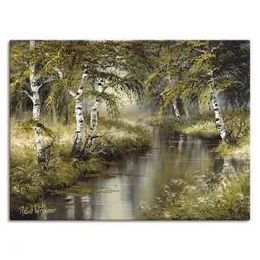 Wandbild Artland "Kanal tief im Wald", grün, B:120cm H:90cm, Canvas, Leinwand, Bilder, als Leinwandbild, Poster, Wandaufkleber in verschied. Größen