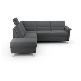 Sit & More Ecksofa SIT & MORE "Palmera L-Form", grau (anthrazit), B:236cm H:89cm T:212cm, 100% Polyester, Sofas, Federkern, wahlweise mit Bettfunktion und mit/ohne Stauraum