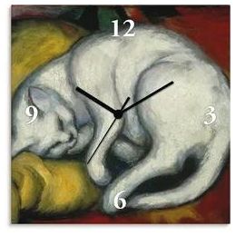 Wanduhr Artland "Die weisse Katze. 1912", weiß, B:30cm H:30cm T:1,7cm, Wanduhren, analog, 30 cm