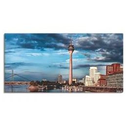 Leinwandbild Artland "Düsseldorf Skyline I", blau, B:150cm H:75cm, Canvas, Leinwand, Bilder, auf Keilrahmen gespannt