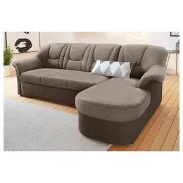 Ecksofa DOMO collection "Sarafina L-Form", braun (braun, braun, beige), B:232cm H:83cm T:146cm, Luxus-Microfaser (92% Polyester, 8% Nylon), Microfaser PRIMABELLE (100% Polyester), Microfaser PRIMABELLE (100% Polyester) / Struktur (90% Polyester; 10% Polyacryl), Sofas, wahlweise mit Bettfunktion, optional mit Federkern