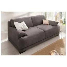 3-Sitzer Home Affaire "Telos", grau, B:218cm H:80cm T:96cm, dicke Luxus-Microfaser in Lederoptik (100% Polyester), Chenille (100% Polyester), Microfaser-PRIMABELLE (100% Polyester), Sofas, mit Boxspring-Federung