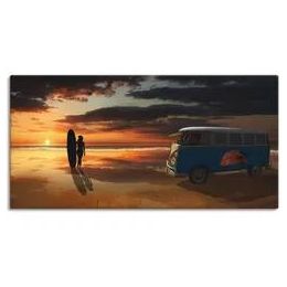 Wandbild Artland "Surfen in Kalifornien mit Bulli T1", orange, B:150cm H:75cm, Bilder, als Alubild, Outdoorbild, Leinwandbild, Poster, Wandaufkleber