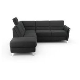 Sit & More Ecksofa SIT & MORE "Palmera L-Form" Sofas Gr. B/H/T: 236cm x 89cm x 212cm, Flachgewebe, Ottomane links, mit Bettfunktion-ohne Stauraum, schwarz Federkern, wahlweise mit Bettfunktion und mitohne Stauraum