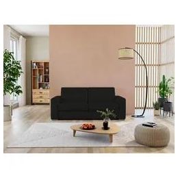 Schlafsofa mit Matratze 3-Sitzer - 100% Büffelleder - schwarz - Matratze 18 cm - DELECTEA II