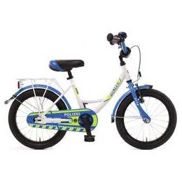 Kinderfahrrad Bachtenkirch "Kinderfahrrad "POLIZEI" kristall-weiß/blau/neon" Gr. 29, weiß (kristallweiß, blau, blau), Fahrräder, Kinder, 29cm, 16 Zoll (40,64cm)