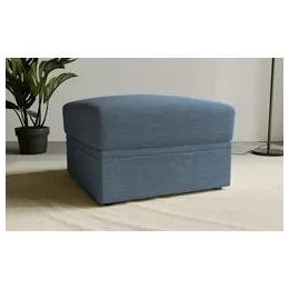 Polsterhocker Home Affaire "Lavars Schlafsofa" Hocker Gr. B/H/T: 70cm x 46cm x 70cm, Flachgewebe, blau mit Bonellfedern, Stauraum, in zwei Bezugsqualitäten