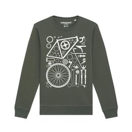 Watapparel Sweatshirt 'Fahrradteile' Herren Gr&ouml;&szlig;e XXXL dunkelgr&uuml;n / wei&szlig;