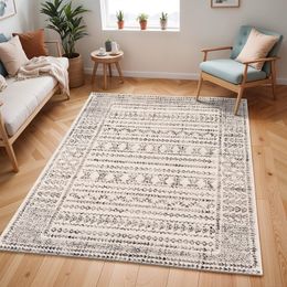 Teppich SURYA "IPOH", grau, B:152cm H:11mm L:213cm, Kunstfaser, Teppiche, Skandinavischer Teppich, Kurzflor Boho-Wohnzimmerteppich, Läufer