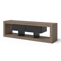 TV-Bank TemaHome "Nara TV-Tisch, TV-Schrank, Lowboard", schwarz (nussbaumfarbig, schwarz), B:175cm H:52cm T:51cm, Wabenplatte, Sideboards, 7 cm starker Rahmen für hohe Stabilität, 2 Schubladen