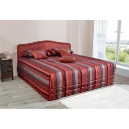 Polsterbett, rot, B:150cm L:210cm, Bezug Bett: Jacquard-Webstoff (100% Polyester);Bonnell-Federkernmatratze: Mischgewebe (51% Polyprophlen, 39% Polyester, 10% Baumwolle);Kaltschaummatratze: Frottee (100% Polyester), Bezug abnehm- und waschbar bis 60C;Tagesdecke: Jacquard-Webstoff (100% Polyester), Westfalia Schlafkomfort, Betten, H2 wählbar zwischen Kaltschaum oder Bonnell-Federkernmatratze