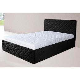 Polsterbett, schwarz, B:150cm L:212cm, Bezug Bett: Microfaser (100% Polyester);Bonnell-Federkernmatratze: 51% Polypropylen, 39% Polyester, 10% Baumwolle;Kaltschaummatratze: 100% Polyester, Bezug abnehm- und waschbar bis 60C, Westfalia Schlafkomfort, Betten, inkl. Bettkasten bei Ausführung mit Matratze