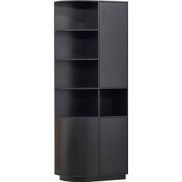 Stauraumschrank Woood "Finca", schwarz, B:78cm H:210cm T:40cm, Holzwerkstoff, Schränke, mit modernem Push-to-Open-System, Breite 78 cm