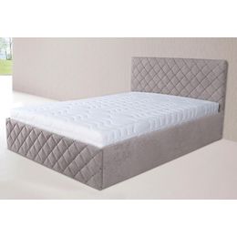 Polsterbett, grau (hellgrau), B:150cm L:212cm, Bezug Bett: Microfaser (100% Polyester);Bonnell-Federkernmatratze: 51% Polypropylen, 39% Polyester, 10% Baumwolle;Kaltschaummatratze: 100% Polyester, Bezug abnehm- und waschbar bis 60C, Westfalia Schlafkomfort, Betten, inkl. Bettkasten bei Ausführung mit Matratze