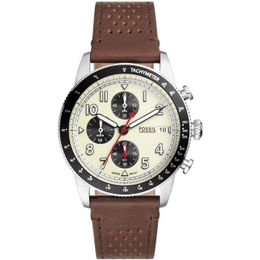 Chronograph Fossil "SPORT TOURER", braun (dunkelbraun), Armbanduhren, Herren, Quarzuhr, Armbanduhr, Herrenuhr, Lederarmband, analog, Tag