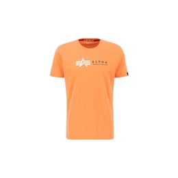 T-Shirt Alpha Industries "Alpha Industries Men - T-Shirts Alpha Label T Puff Print" Gr. L, orange (tangerine), Herren, Shell: 100% Cotton, Shirts