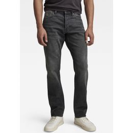 G-Star Raw Straight-Jeans G-STAR "Mosa Straight" Gr. 34, Länge 34, schwarz (worn schwarz), Herren, Denim/Jeans, Obermaterial: 99% Baumwolle, 1% Elasthan, Jeans, mit hellen Nähten