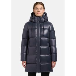 Steppjacke Khujo "Jadet2-YM", Damen, Gr. L (40), blau (dunkelblau), Material: 100% Nylon, Futter: 100% Nylon, Wattierung: 100% Polyester, gerade Po-bedeckend, Ärmel ohne Ärmelschlitz normaler Saum, Jacken, Schimmernder Winter Kurzmantel mit abnehmbarer Kapuze