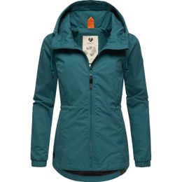 Outdoorjacke Ragwear "Danka", Damen, Gr. 5XL (50), blau (stahlblau), Außenmaterial: 100% Polyester, Innenfutter: 100% Polyester, casual, regular fit hüftbedeckend, Langarm Ärmel ohne Ärmelschlitz elastischer Bund mit innenliegendem Gummizug, Jacken, Wasserdichte Übergangsjacke mit großer Kapuze