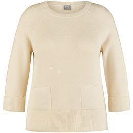 3/4 Arm-Pullover Rabe, Damen, Gr. 46, gelb (vanille), Strick, Obermaterial: 50% Baumwolle, 50% Polyacryl, unifarben, casual, regular fit normal, Rundhals, Pullover, in Strick-Optik