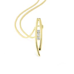 OROLINO Damen Kette mit Anhänger "Gold 585 mit 3 natürlichen Brillanten zus. 0,10ct.", 45cm, 0,1, Gold, L: 45 B: 4,5mm, gelb, Gold, B:4,5mm,