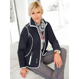 Casual Looks Damen Fleecejacke, blau, Gr. 40, gemustert, unifarben, 100% Polyester, Jacken