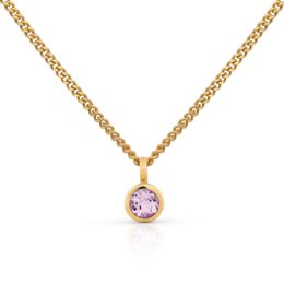 OROLINO Damen Kette mit Anhänger "Gold 585 mit pinkem Amethyst 5mm", 42/45cm, Gold, L: 45 B: 6mm, gelb, Gold, B:6mm, Halsketten