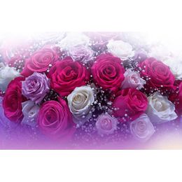 papermoon Fototapete "ROSEN-BLUMEN FANTASIE ABSTRAKT KUNST TEXTUR DESIGN ART", B/L: 4mm x 2,6mm, Bahnen: 8 Stk. St., bunt, Schlafzimmer, Tapeten
