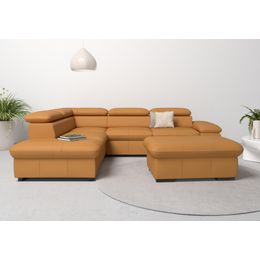 Ecksofa Home Affaire, B:272cm H:73cm T:226cm, gelb, Luxus-Microfaser Lederoptik (100% Polyester);Luxus-Microfaser weich (9)0% Polyester / 10%