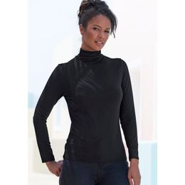 Lascana Damen Stehkragenshirt "aus weichem Viskose-Stretch", schwarz, Basic, Gr. 36, unifarben, Single Jersey, Obermaterial: 95% Viskose, 5%
